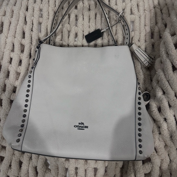 Coach | Bags | Coach Edie Studded Pebble Leather Shoulder Bag Studded ...